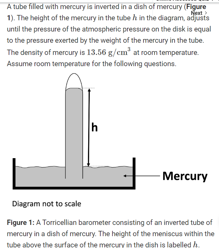 Solved A tube filled with mercury is inverted in a dish of | Chegg.com