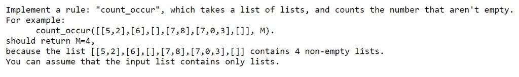 Implement a rule: "count_occur", which takes a list | Chegg.com