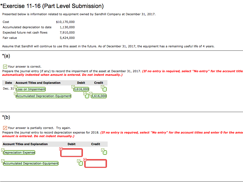 Solved *Exercise 11-16 (Part Level Submission) Presented | Chegg.com