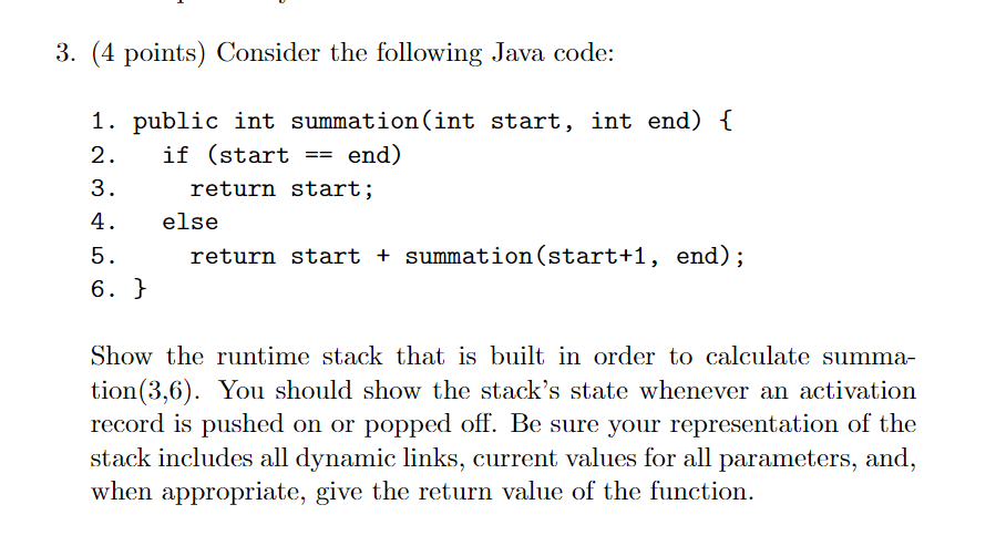 Solved 3 4 Points Consider The Following Java Code 1 Chegg