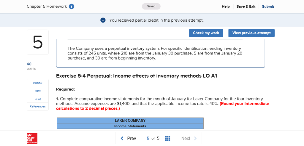 Solved Chapter 5 Homework Saved Help Save & Exit Submit You | Chegg.com