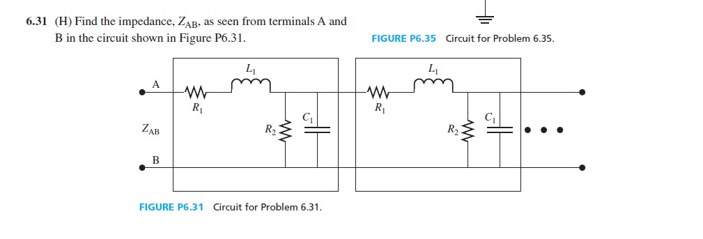 Solved Find the impedance, Z AB , as seen from terminals A | Chegg.com