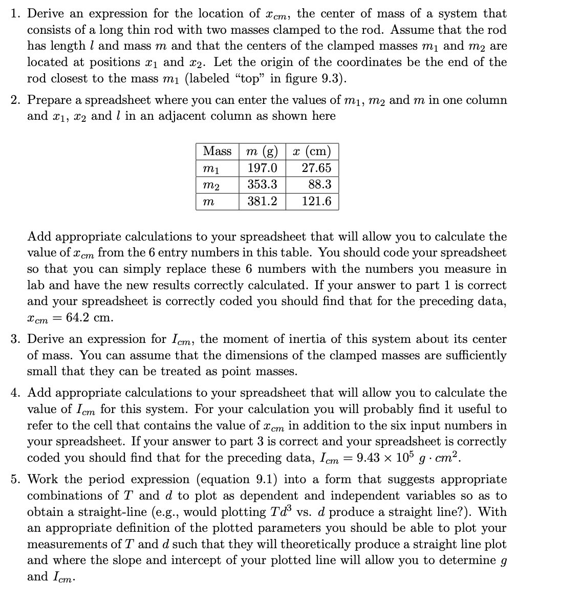 Solved Derive an expression for the location of xcm, ﻿the | Chegg.com