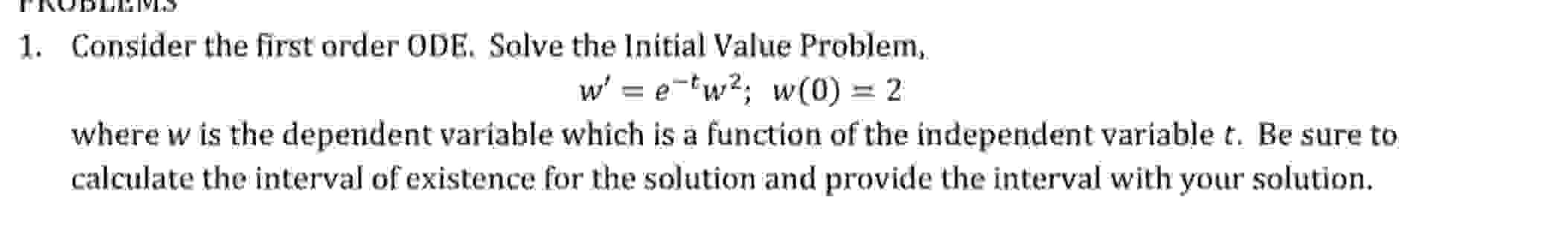 Solved Consider the first order ODE. Solve the Initial Value | Chegg.com