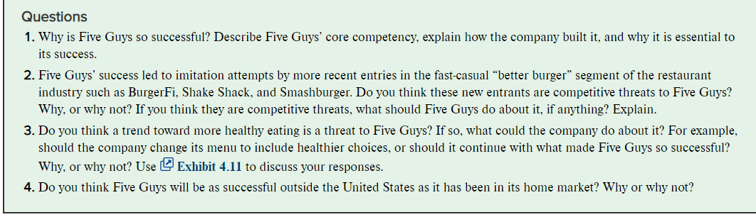 Questions 1. Why is Five Guys so successful? Describe | Chegg.com