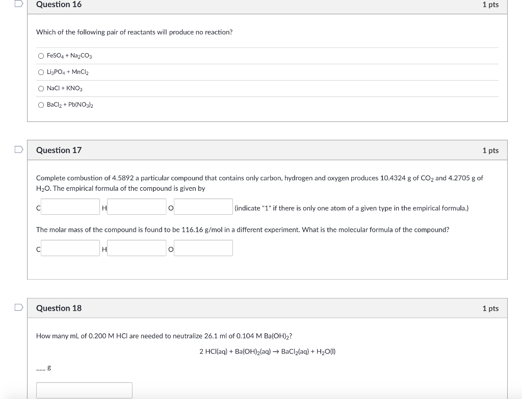 Solved Which of the following pair of reactants will produce | Chegg.com
