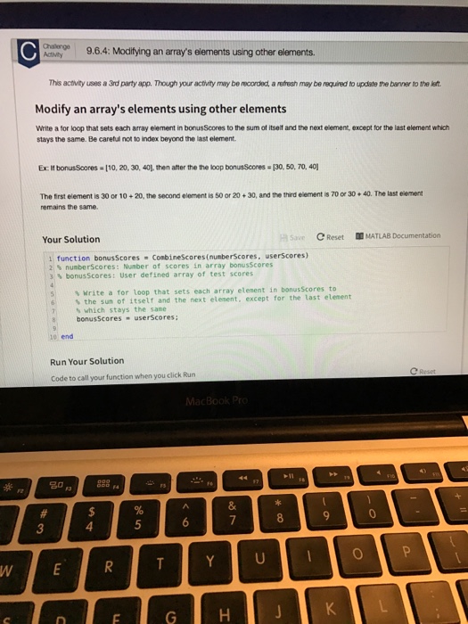 Solved 9.6.4: Modifying an arrays elements using other | Chegg.com