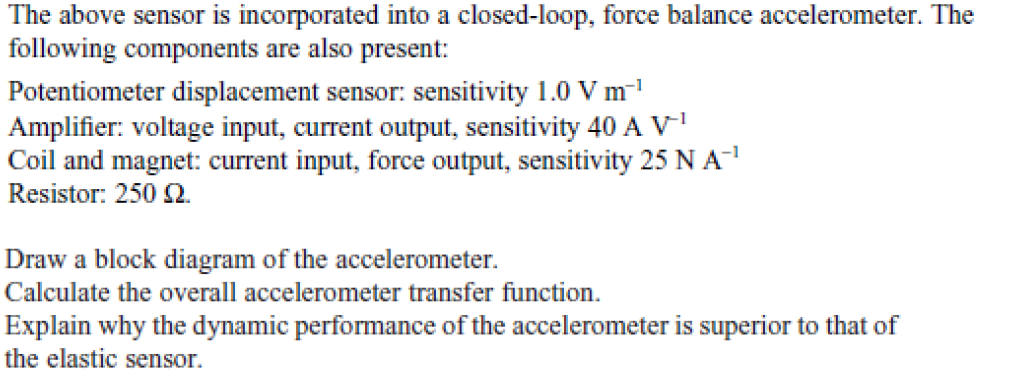 The above sensor is incorporated into a closed-loop, | Chegg.com