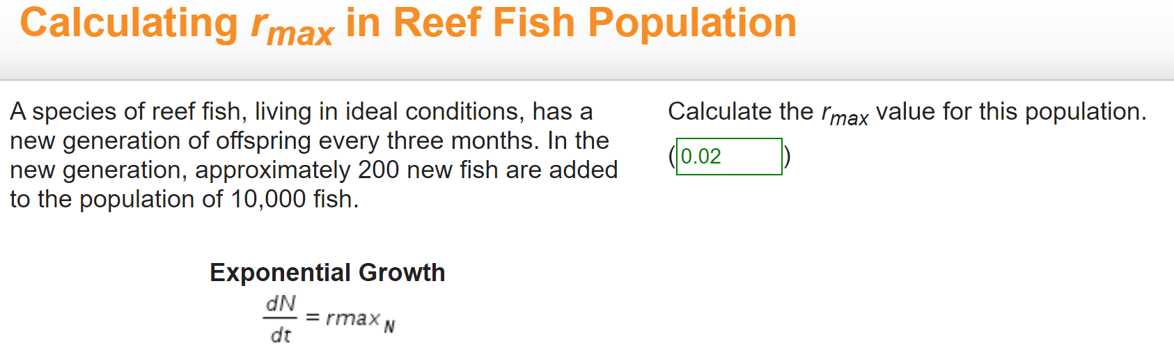 Solved Calculating rmax in Reef Fish Population A species of | Chegg.com