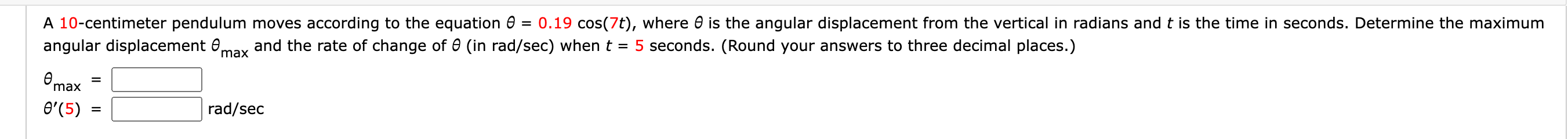 Solved angular displacement θmax ﻿and the rate of change of | Chegg.com