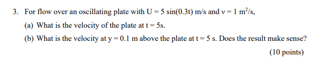 For flow over an ﻿oscillating plate with | Chegg.com
