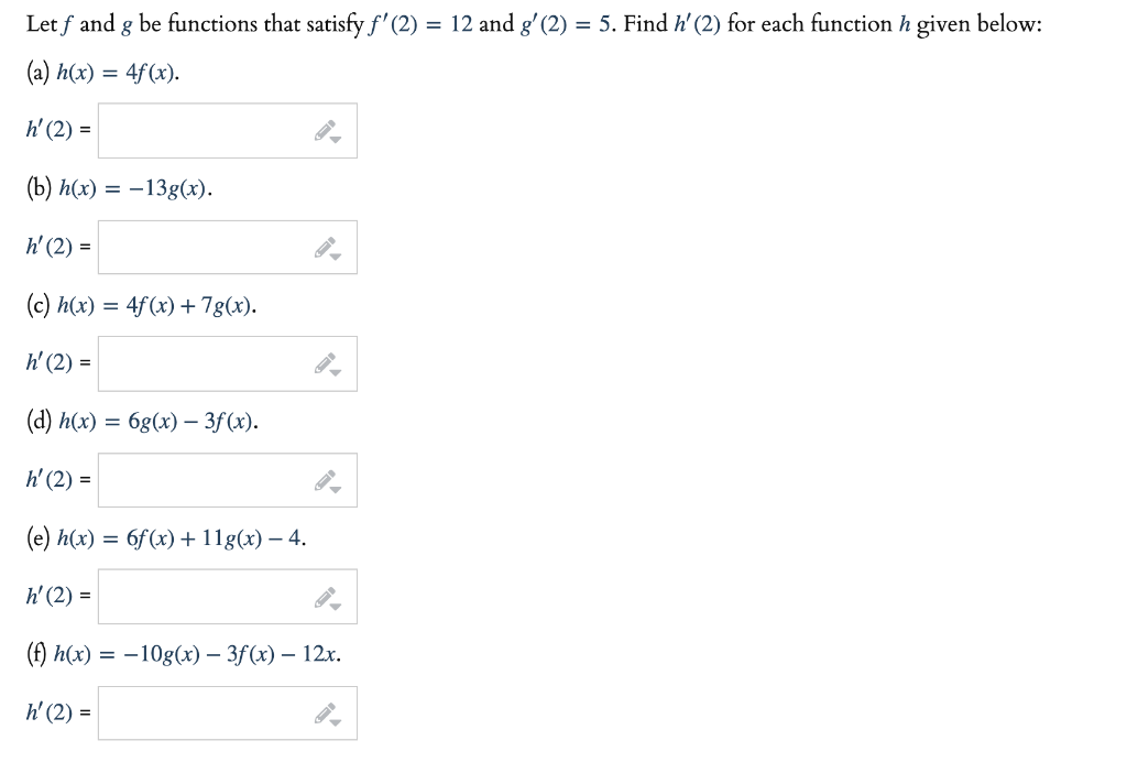 Solved Let f and g be functions that satisfy f'(2) = 12 and | Chegg.com