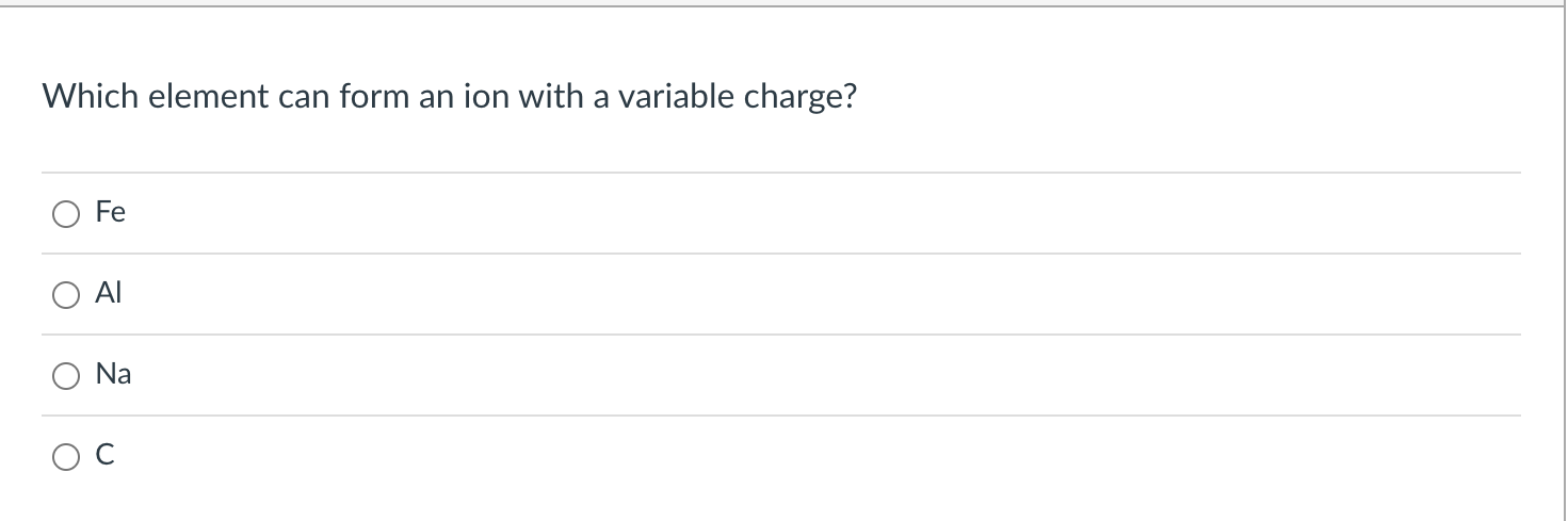 Solved Which element can form an ion with a variable charge? | Chegg.com