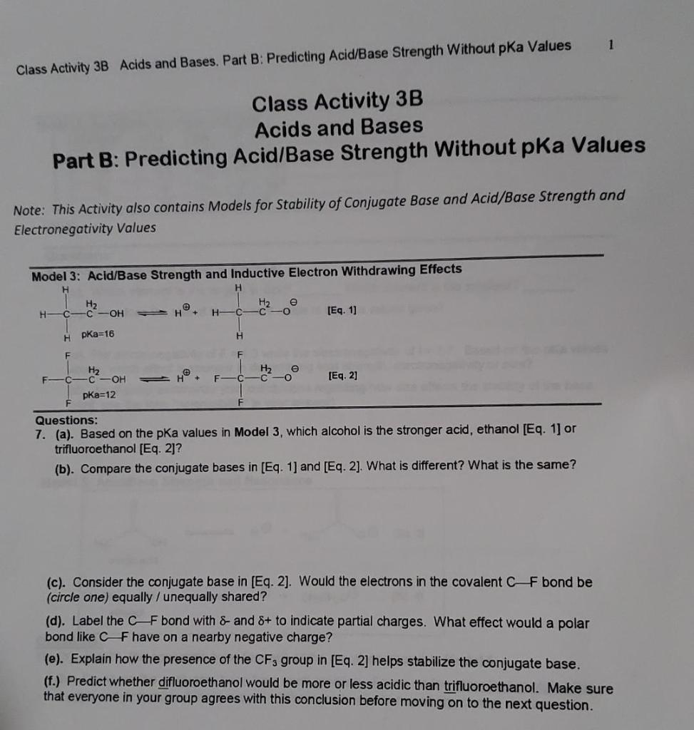 Solved: 1 Class Activity 3B Acids And Bases. Part B: Predi... | Chegg.com