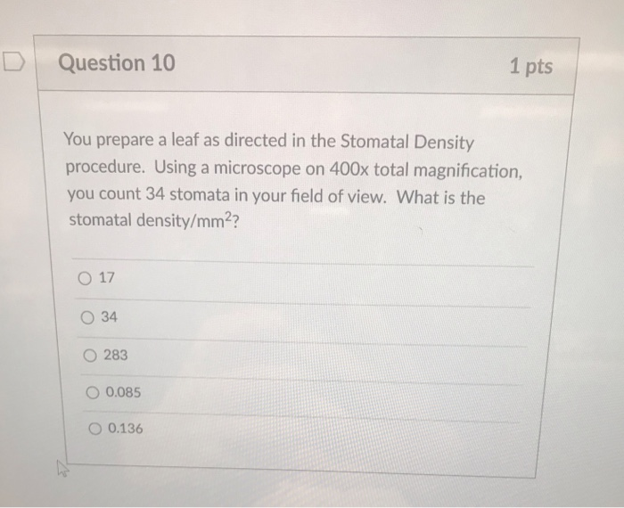 Solved DQuestion 10 1 pts You prepare a leaf as directed in | Chegg.com Solved DQuestion 10 1 pts You prepare a leaf as directed in | Chegg.com