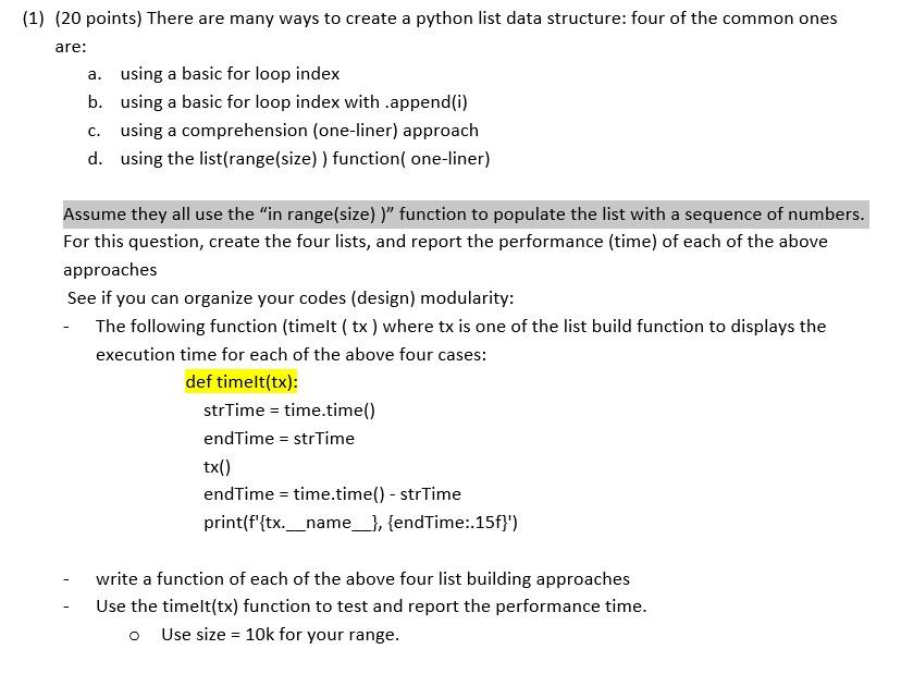 Solved (1) (20 points) There are many ways to create a | Chegg.com