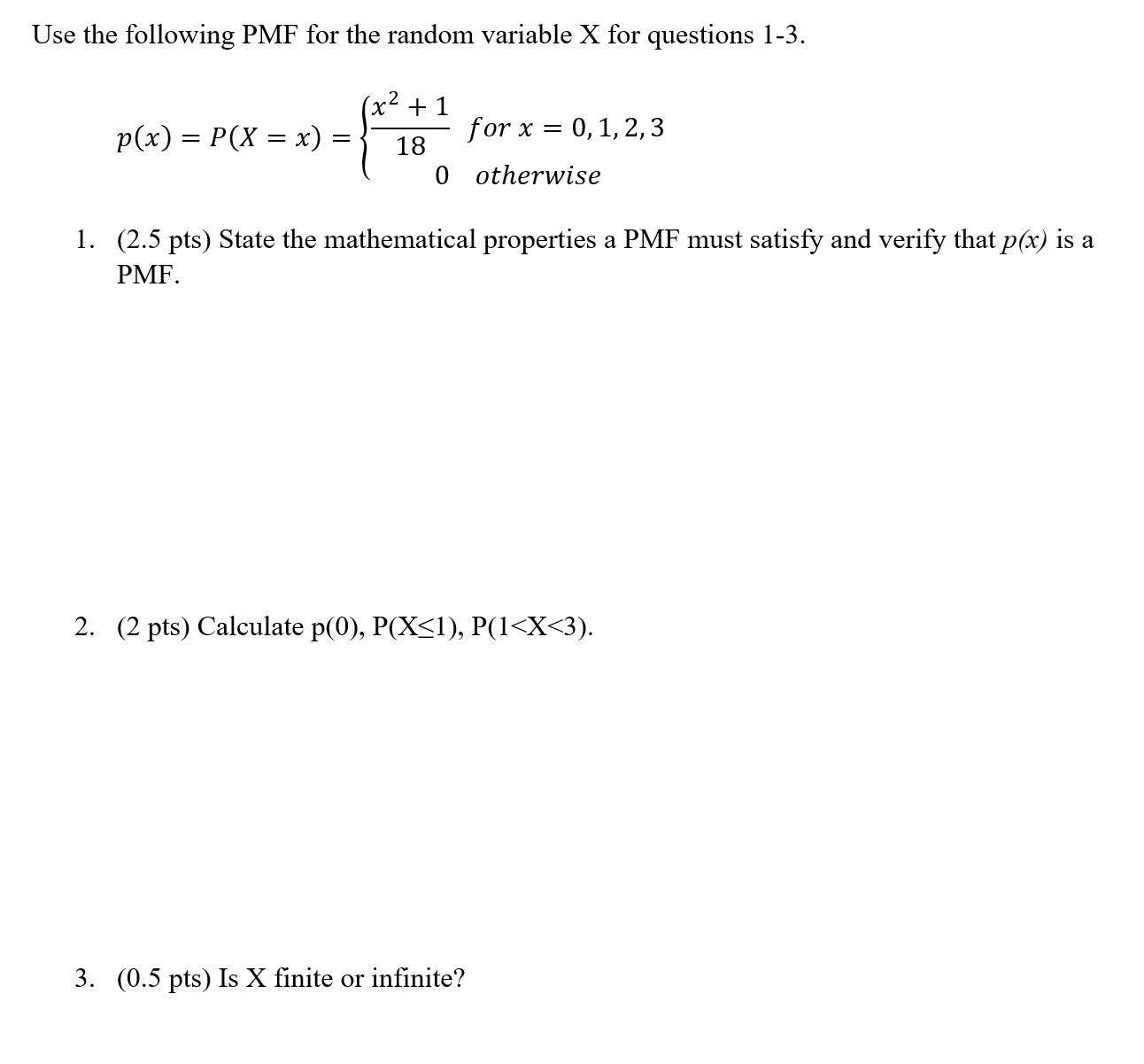 Solved Use the following PMF for the random variable X for | Chegg.com