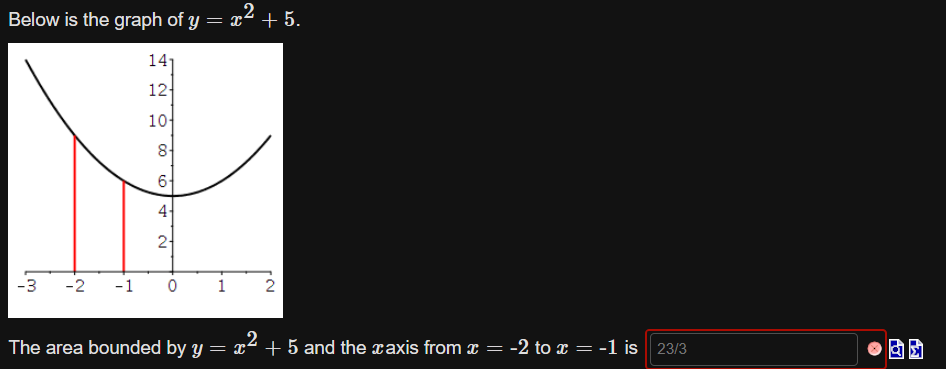 Solved Below is the graph of \\( y=x^{2}+5 \\). The area | Chegg.com