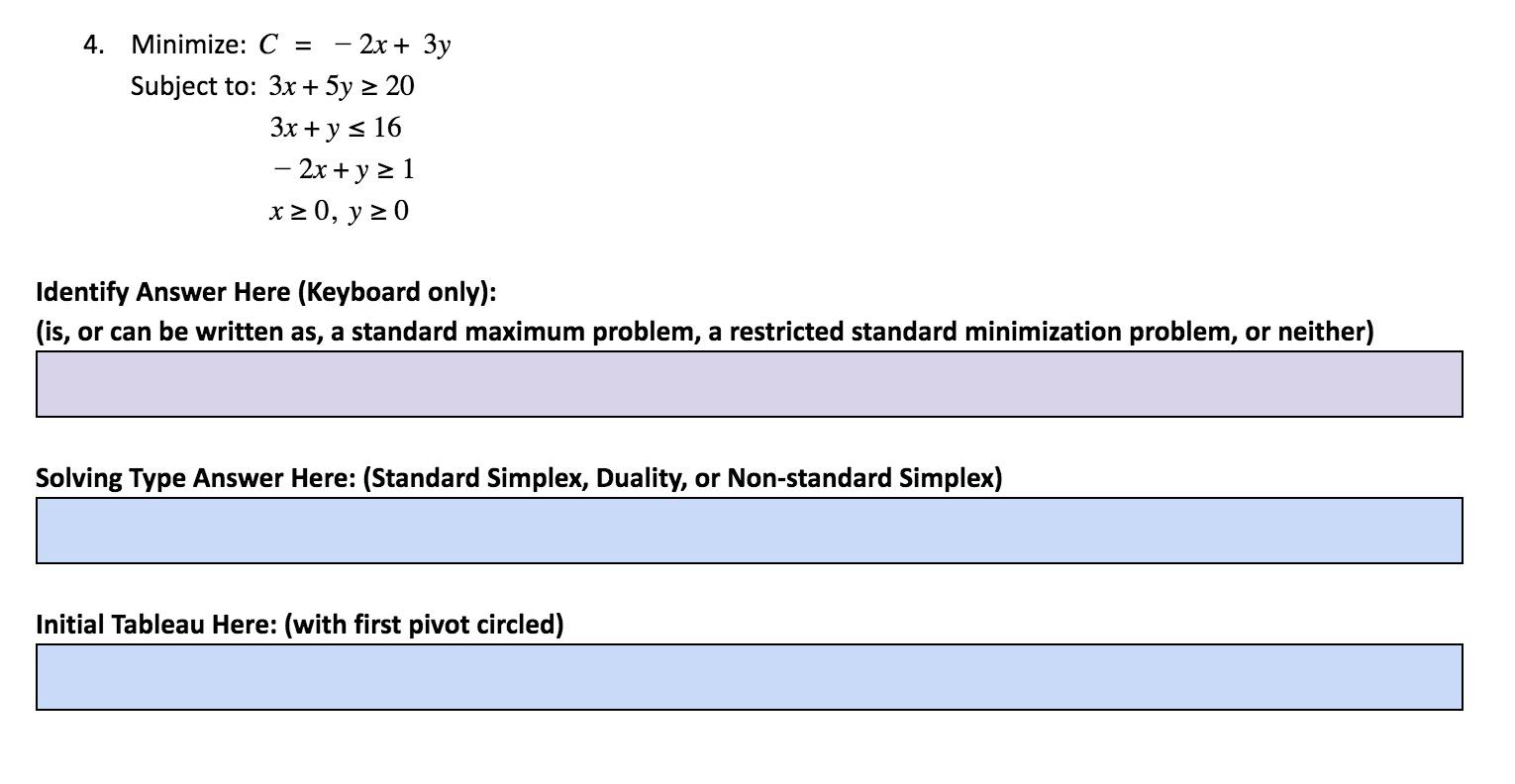 Solved Identify if the given linear programming problem is, | Chegg.com