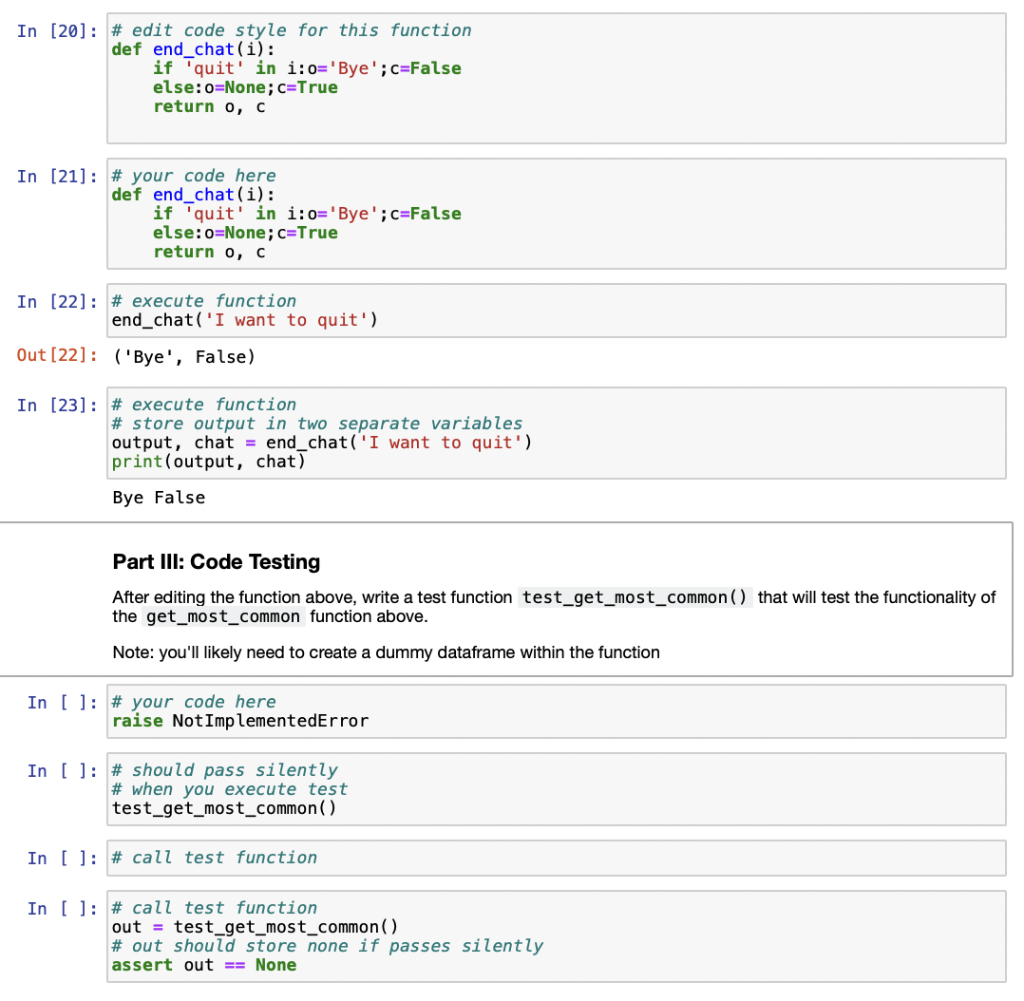 In [20]: \# edit code style for this function def | Chegg.com