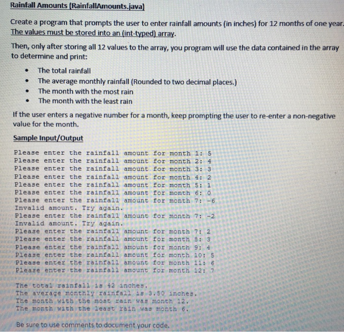 Solved Rainfall Amounts (RainfallAmounts.javal Create a | Chegg.com