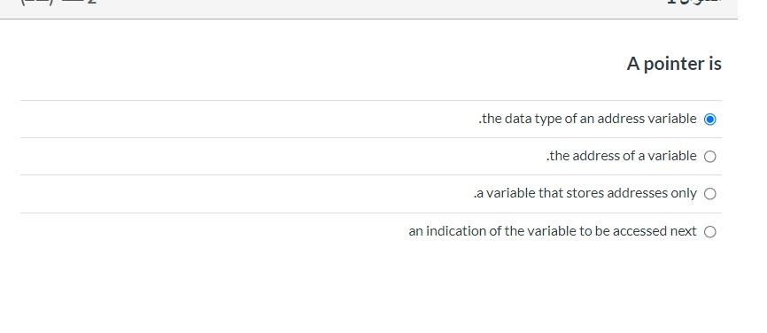 Solved A pointer is the data type of an address variable the | Chegg.com