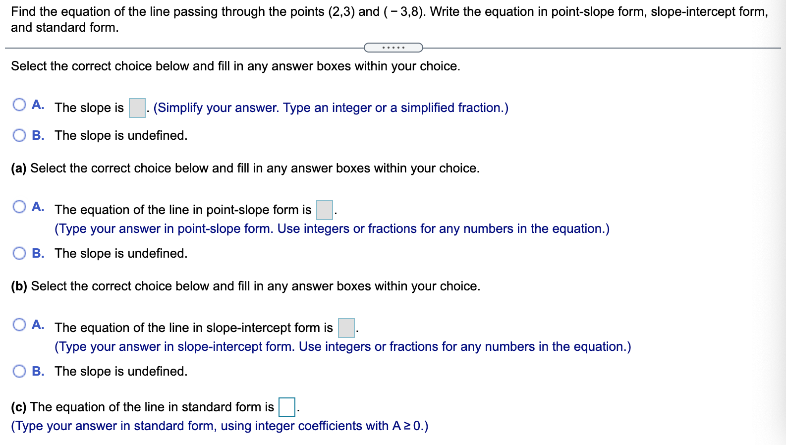 Solved (Show work) Find the equation of the line through the | Chegg.com