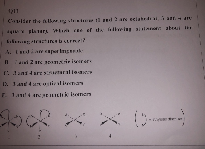 Solved onsider the following octahedral complex structures, | Chegg.com