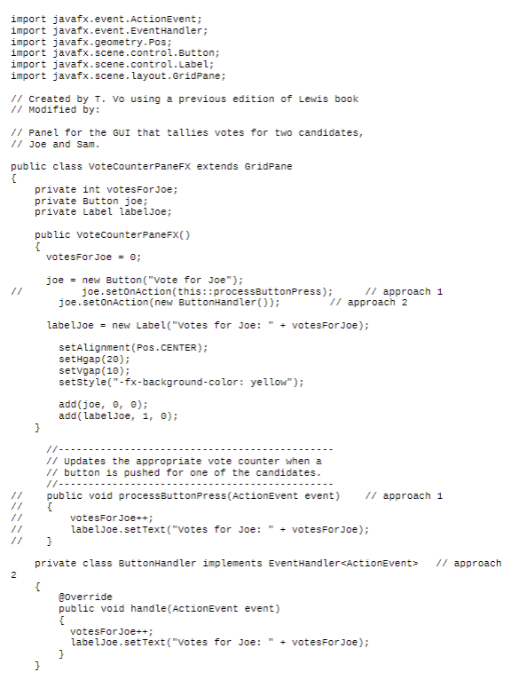 Solved Exercise 4 -- Vote Counter, JavaFX – must use JavaFX | Chegg.com