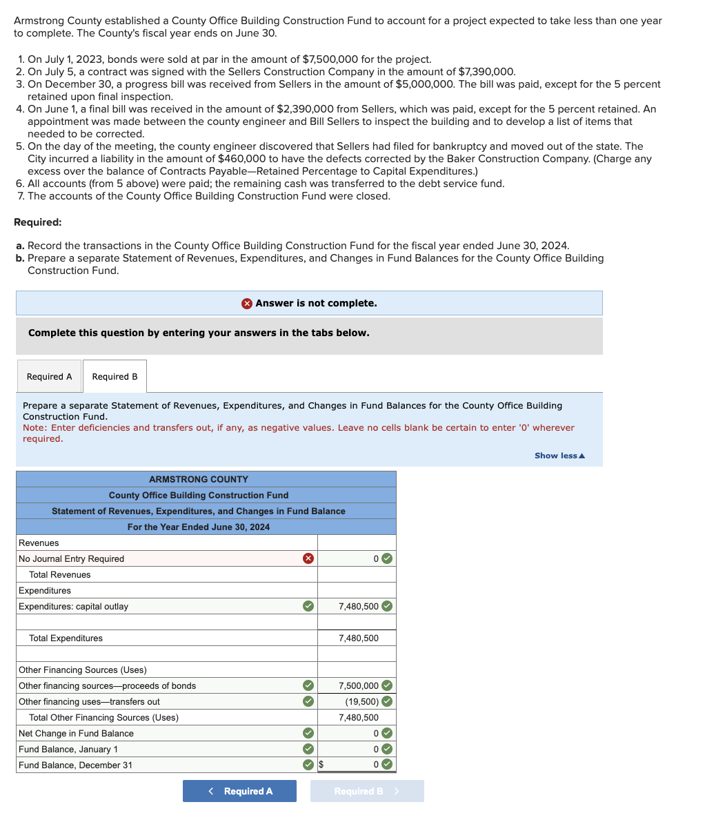 Solved Armstrong County established a County Office Building | Chegg.com
