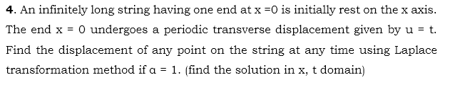 Solved 4. An infinitely long string having one end at x =0 | Chegg.com