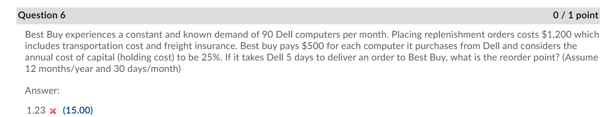 Solved The correct answer is 15 but I am not sure how to get | Chegg.com