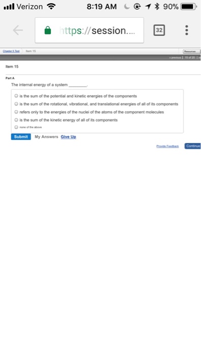 Solved .11 Verizon令 ぐ 숲 ttps://session...。 32 Item 16 Which | Chegg.com