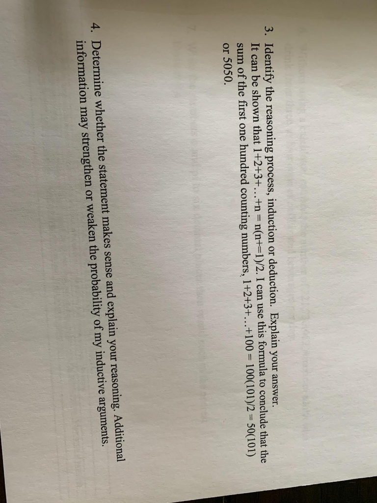 Solved 3. Identify the reasoning process, induction or | Chegg.com
