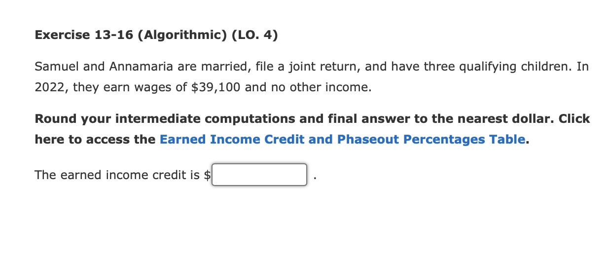 Solved Exercise 13-16 (Algorithmic) (LO. 4) Samuel and | Chegg.com