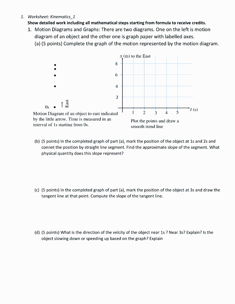 Solved 1. Worksheet: Kinematics_1 Show detailed work | Chegg.com
