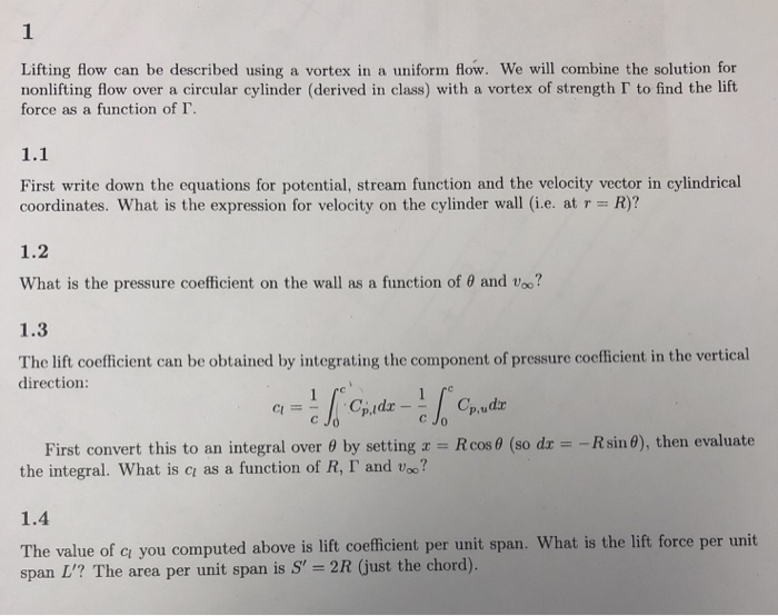Solved Lifting flow can be described using a vortex in a | Chegg.com