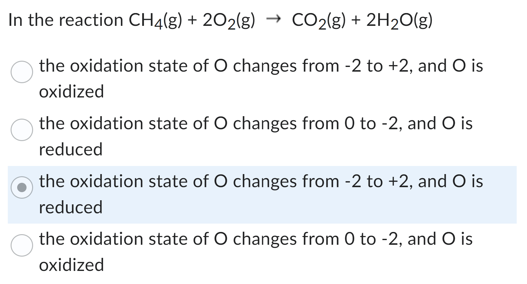 Solved the reaction CH4( g)+2O2( g)→CO2( g)+2H2O(g) the | Chegg.com