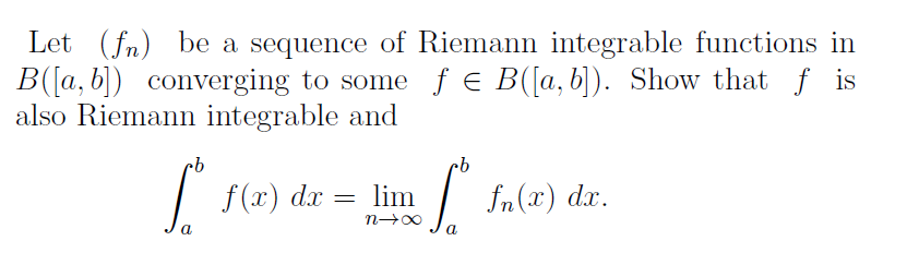 Solved Let (fr) be a sequence of Riemann integrable | Chegg.com