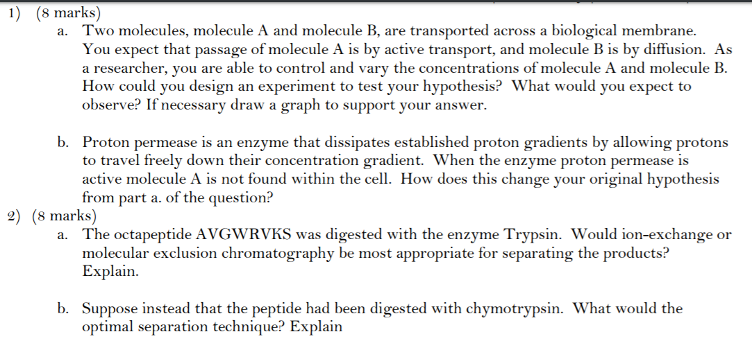 Solved 1) (8 marks) a. Two molecules, molecule A and | Chegg.com