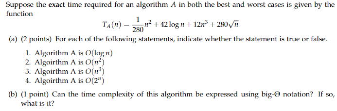 Solved (a) (2 ﻿points) ﻿For each of the following | Chegg.com