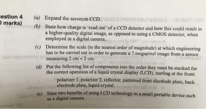 Solved estion 4 (a) Expand the acronym CCD marks) (b) State | Chegg.com