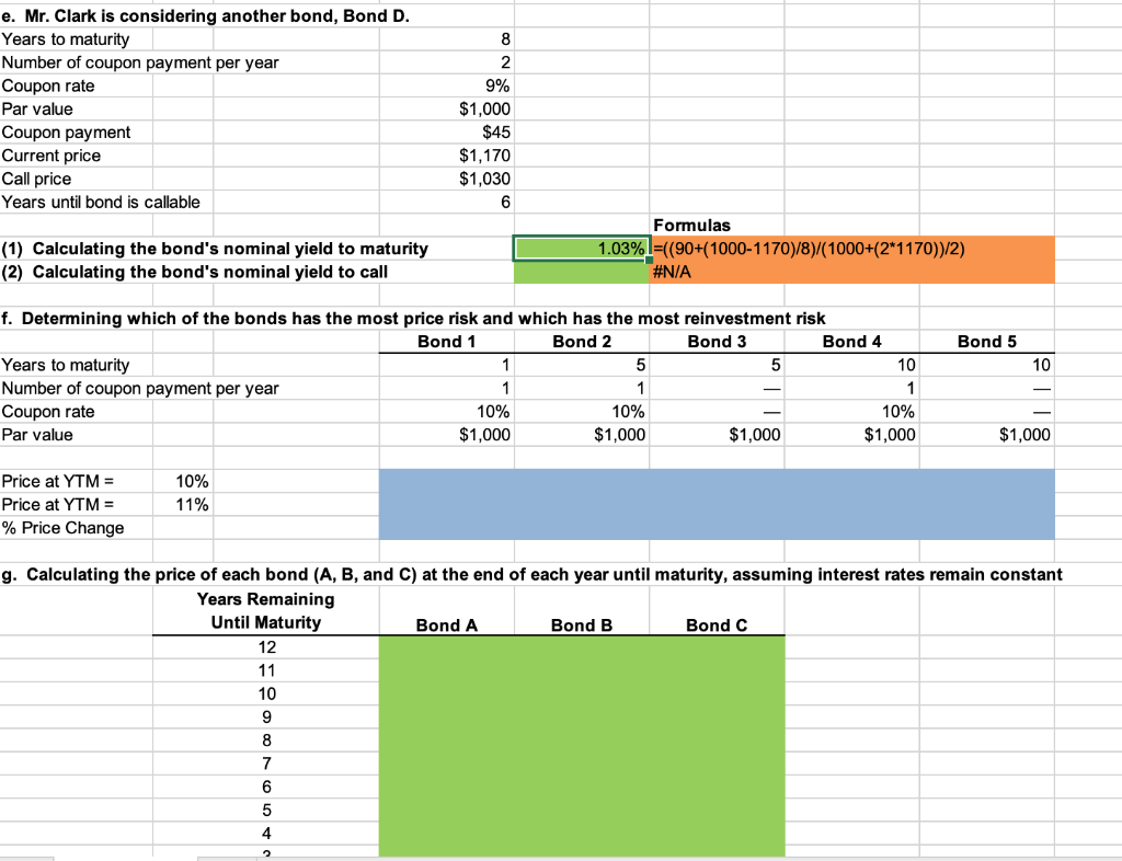 Solved E.) Mr. Clark is considering another bond, Bond D. It | Chegg.com
