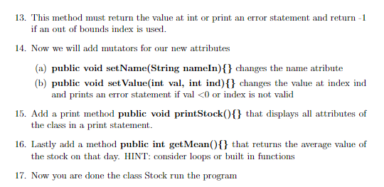 Solved 6619 1. First create a class and name it "Stock” 2. | Chegg.com