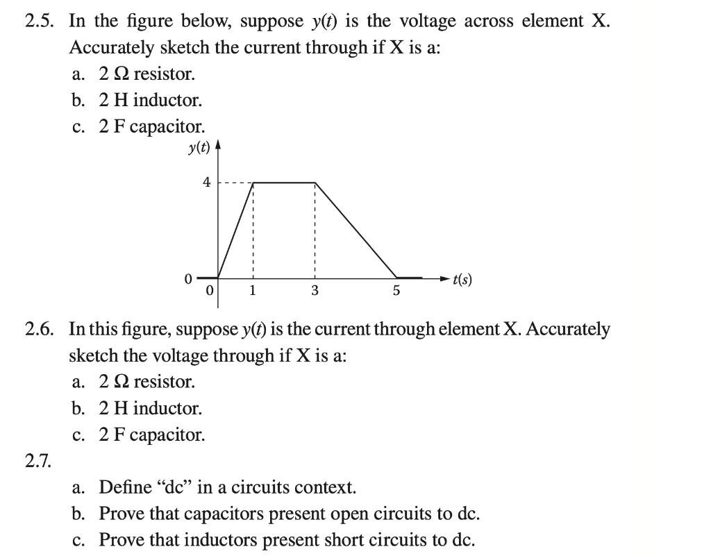 Solved 2.5. In the figure below, suppose y(t) is the voltage | Chegg.com