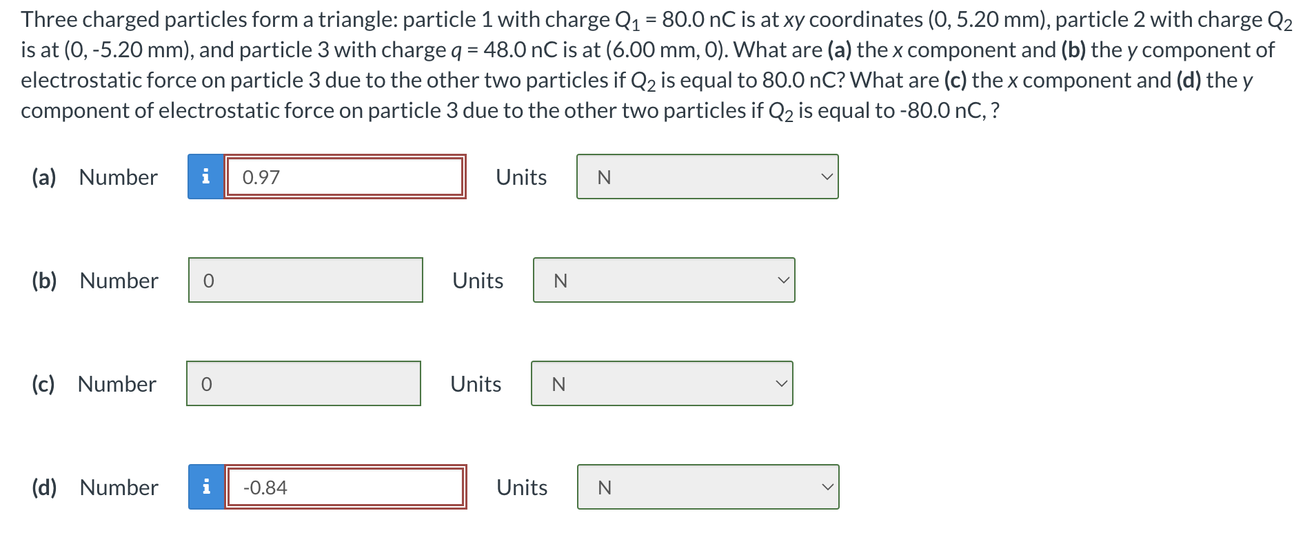 Solved Three charged particles form a triangle: particle 1 | Chegg.com