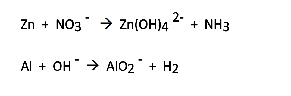 Solved 2- Zn + NO3 → Zn(OH)4 + NH3 Al + OH → AlO2 + H2 | Chegg.com