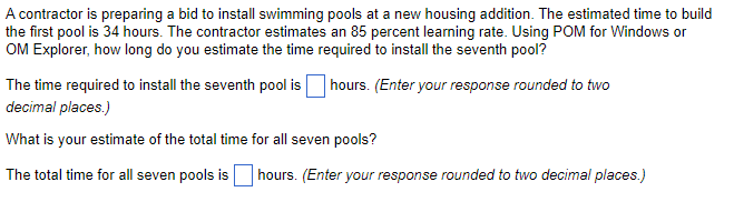 Solved A contractor is preparing a bid to install swimming | Chegg.com
