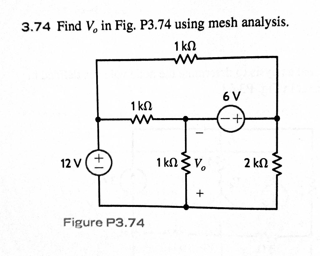 Solved 3.66 Find Vo in the network in Fig. P3.66 using mesh | Chegg.com