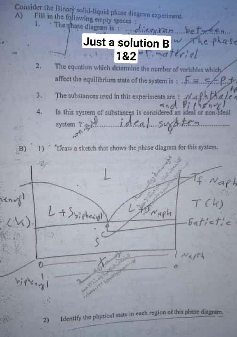 Solved Consider the Binary solid-liquid phase diagram | Chegg.com